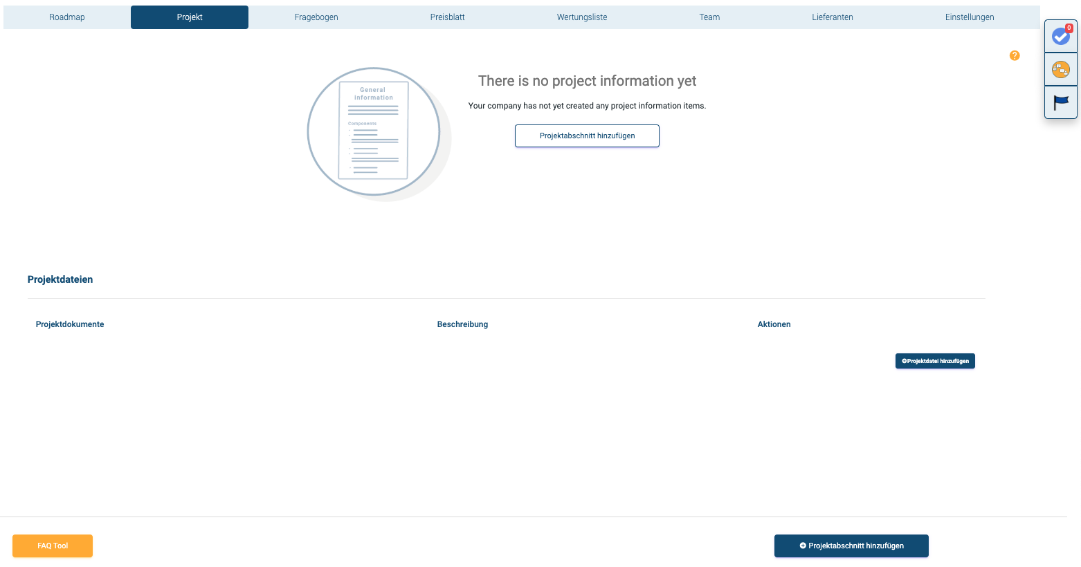 Project Tab – Support English